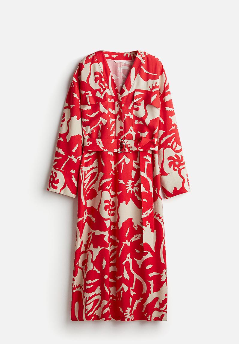 Utility dress - bright red/floral - 1231732003