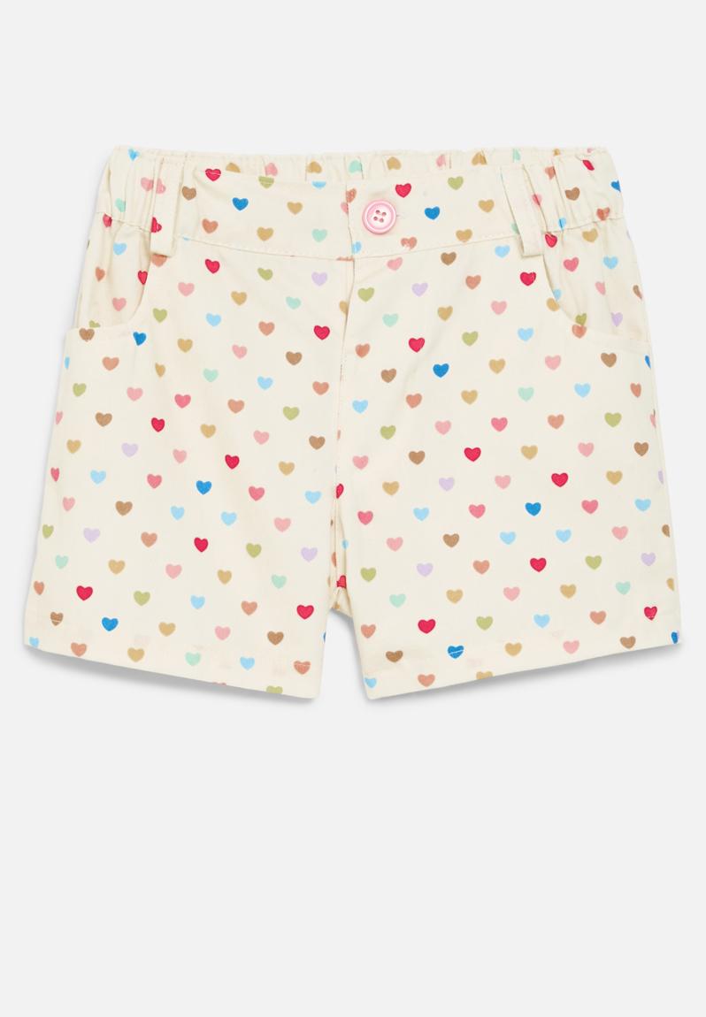 Heart print shorts- yellow