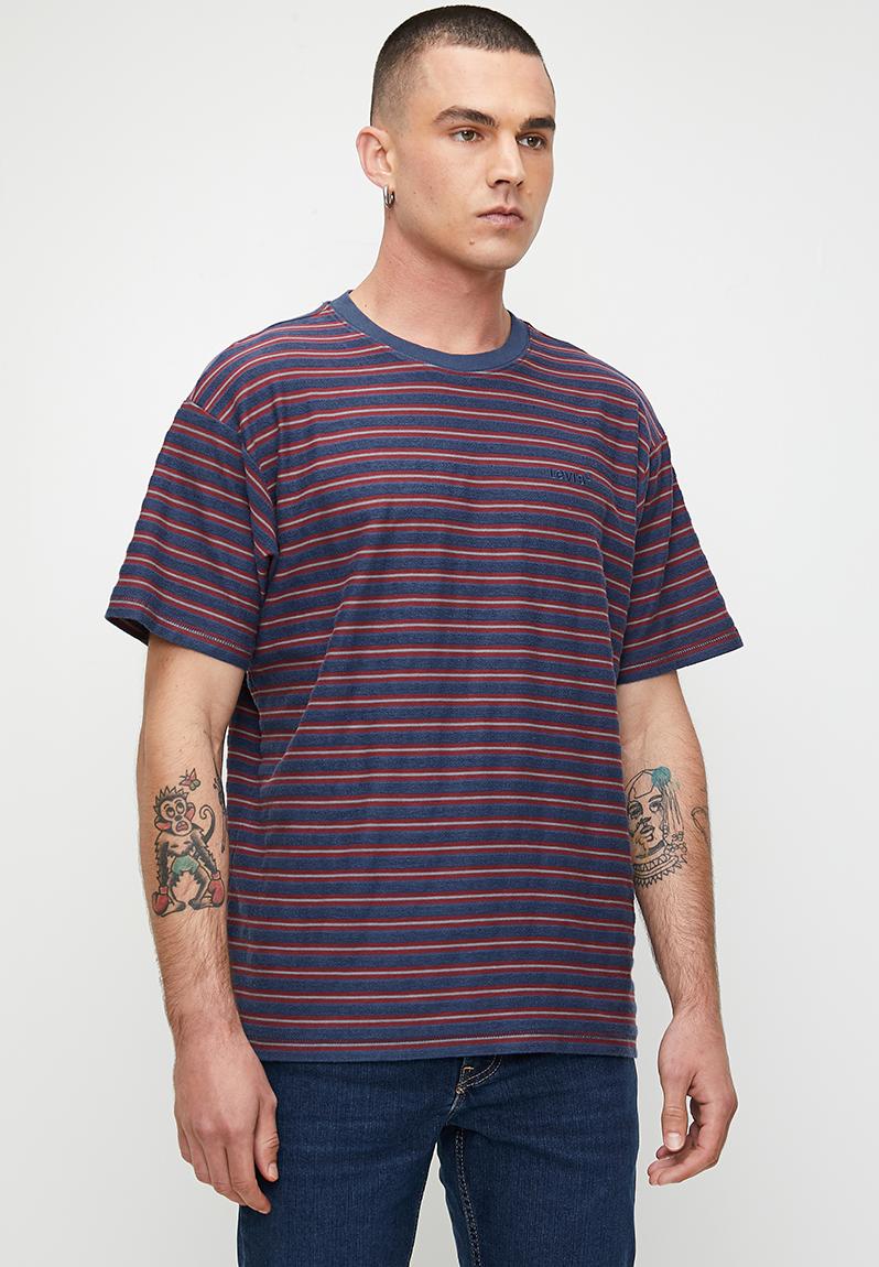 Red Tab VIintage Tee - Miles Stripe Sargass