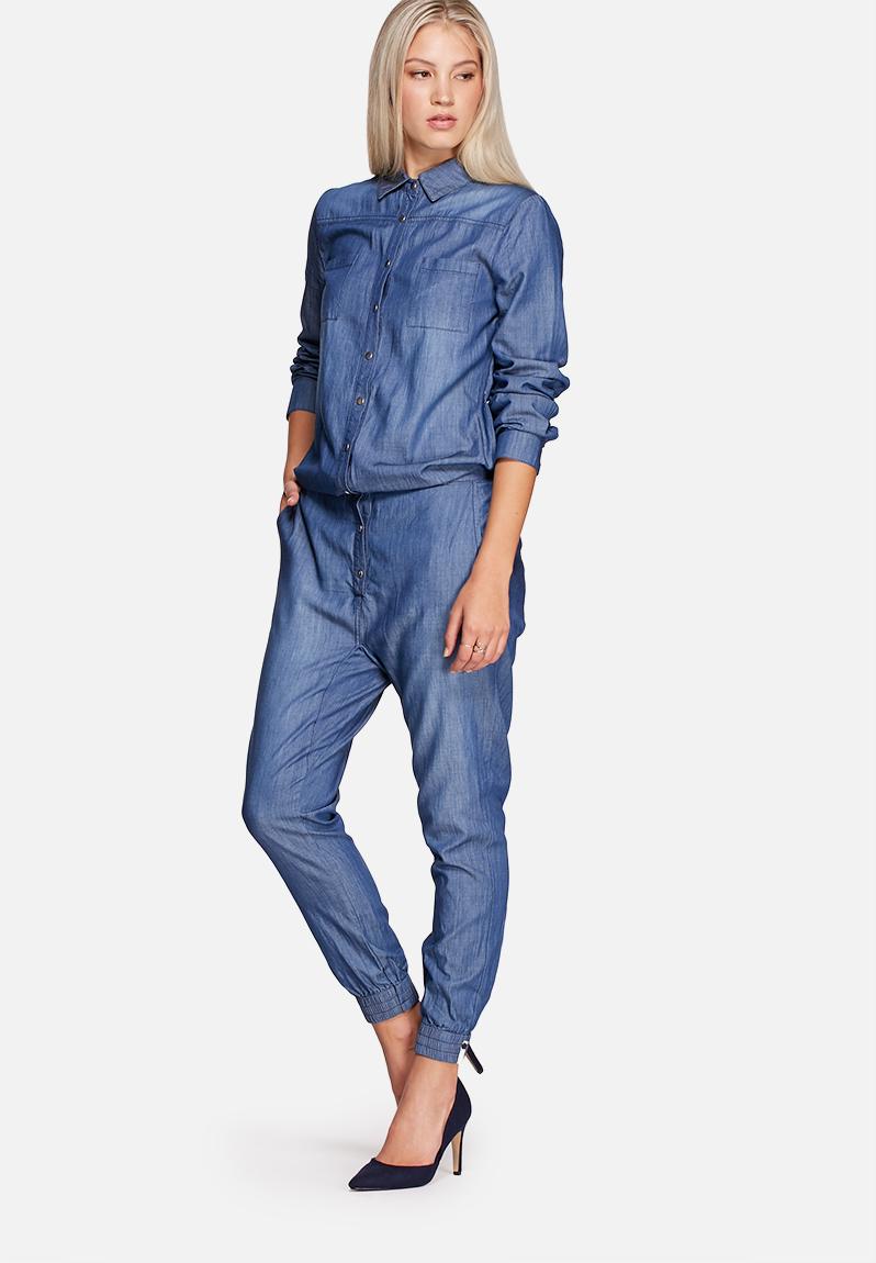 Defender Chambray Utility Jumpsuit - Medium Blue One Teaspoon Jumpsuits ...