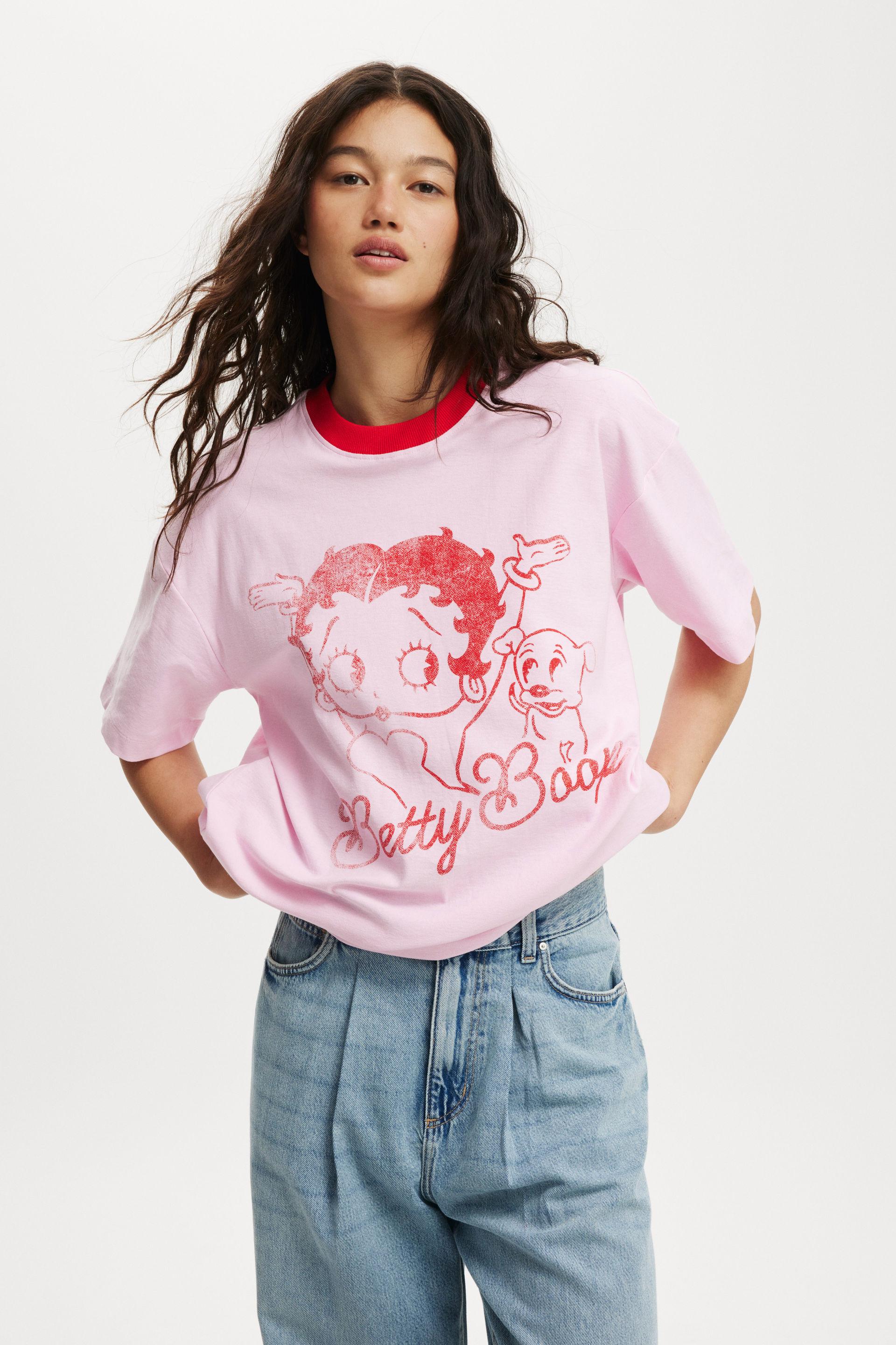 The Lcn Boxy Graphic Tee - Lcn Bbp Betty Boop Betty And Puddy/ Bright Pi
