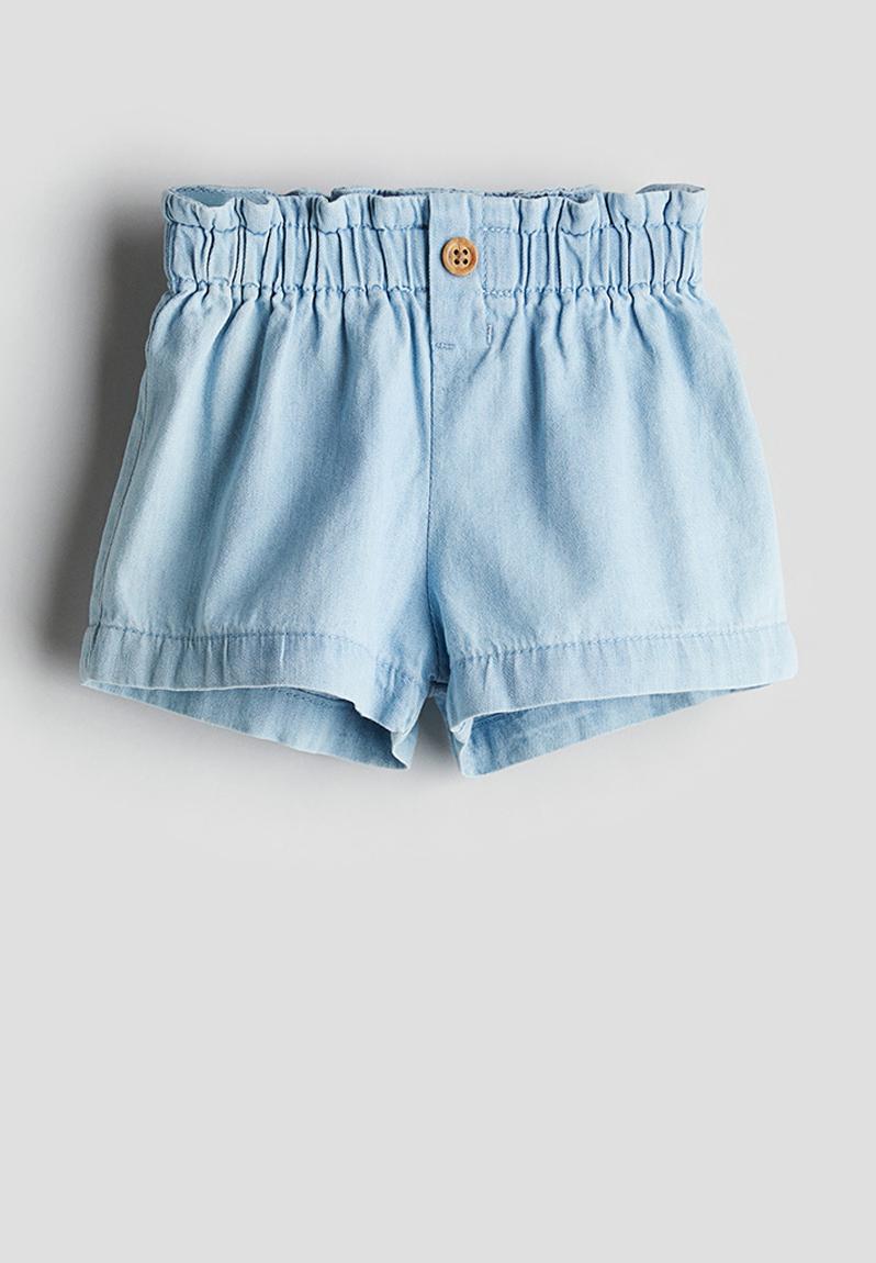 Cotton paper bag shorts - blue - 1199429001