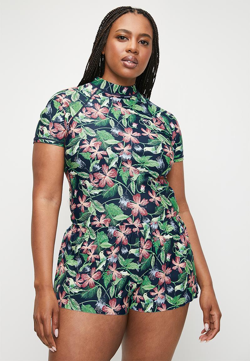 Plus Vie elasticated lycra shorts - twilight floral Lizzy Swimwear ...