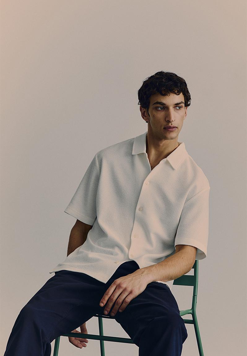 Regular fit short-sleeved jersey shirt - white - 1229117001