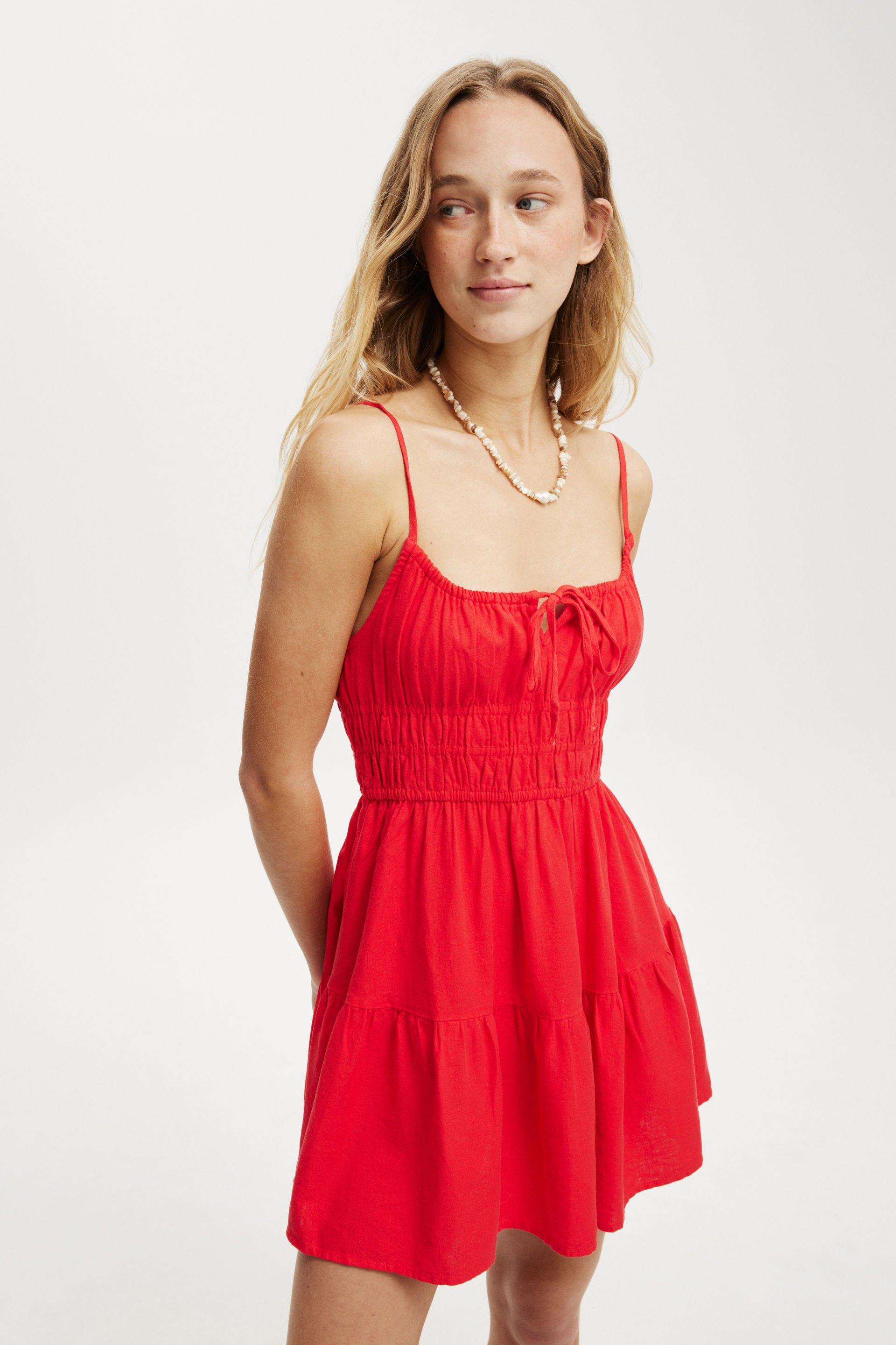 Haven Tiered Mini Dress - Summer Red