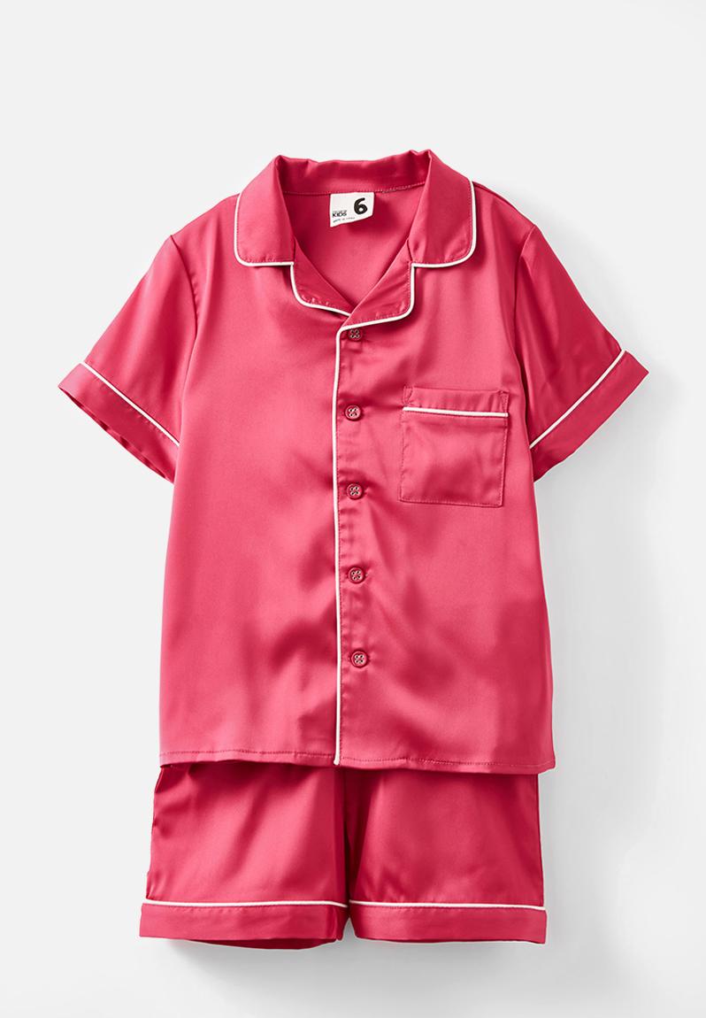 Casey short sleeve pyjama set - festive fuschia