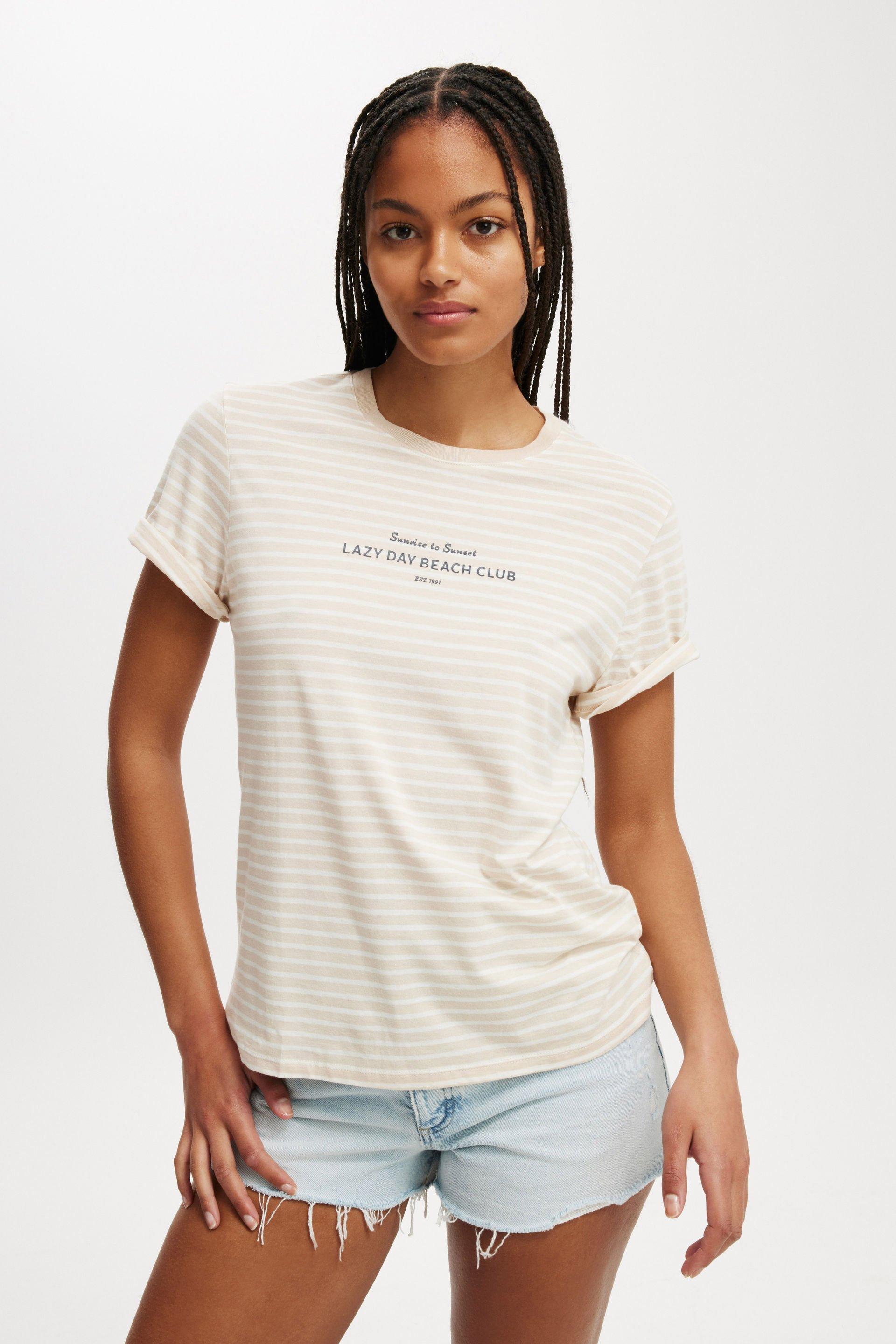 Regular Fit Graphic Tee - Lazy Day Beach Club/Stone Stripe Cotton On T ...