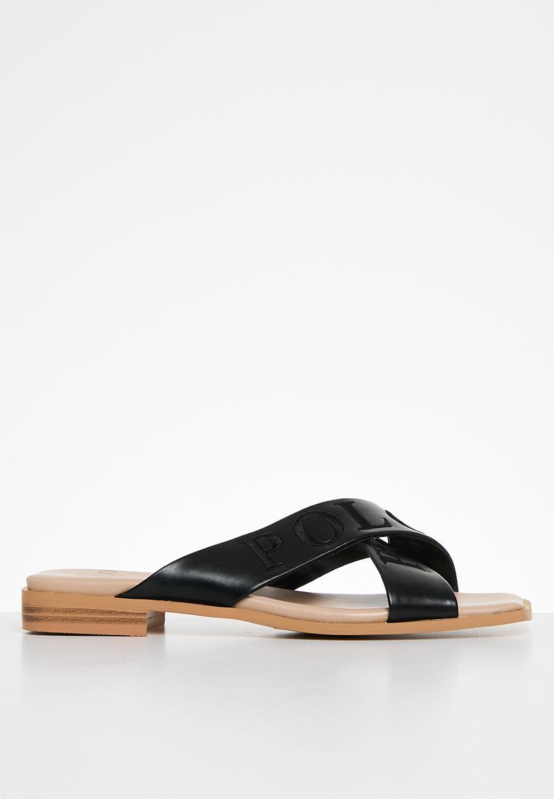 Cross strap mule - black