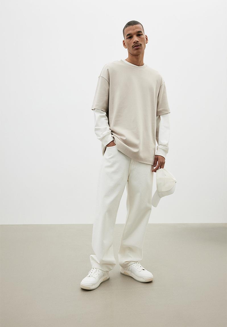 Loose fit t-shirt - beige - 1232194004