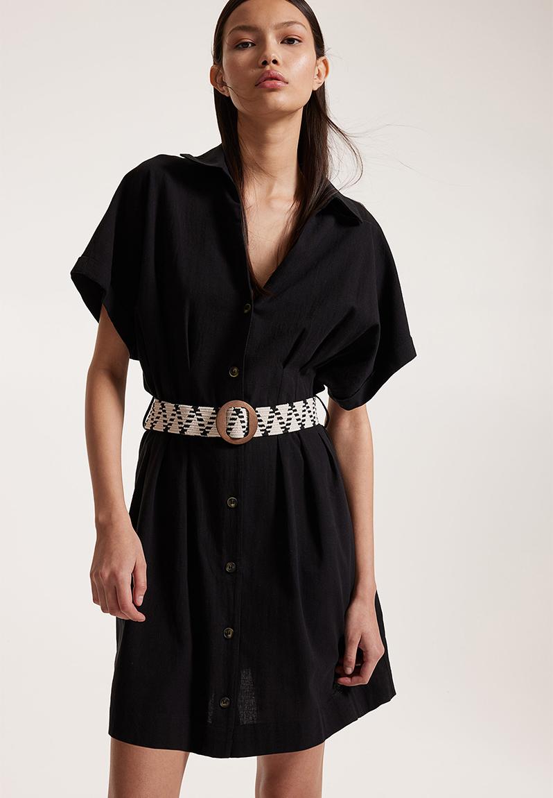 Belted shirt dress - black - 1233426001