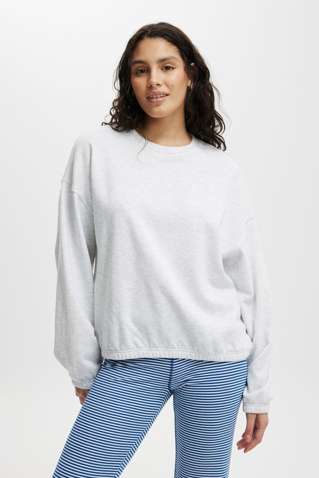 Cozy Sleep Crew Neck Fleece - Light Grey Marle