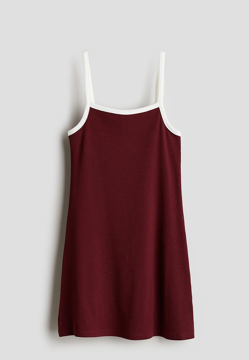 Cotton jersey strappy dress - red,multi - 1233002003