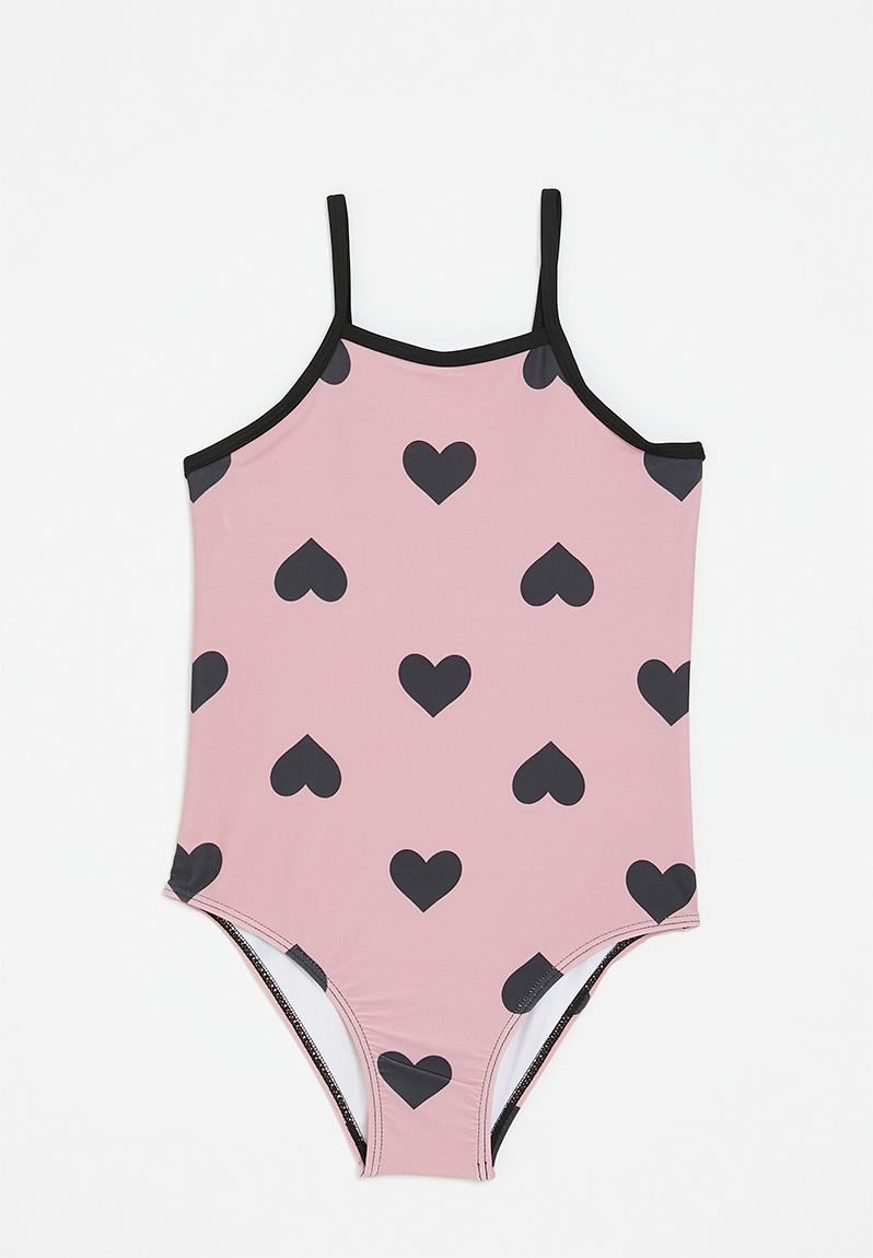 Heart print swim suit-pink & black Pop Candy Swimwear | Superbalist.com