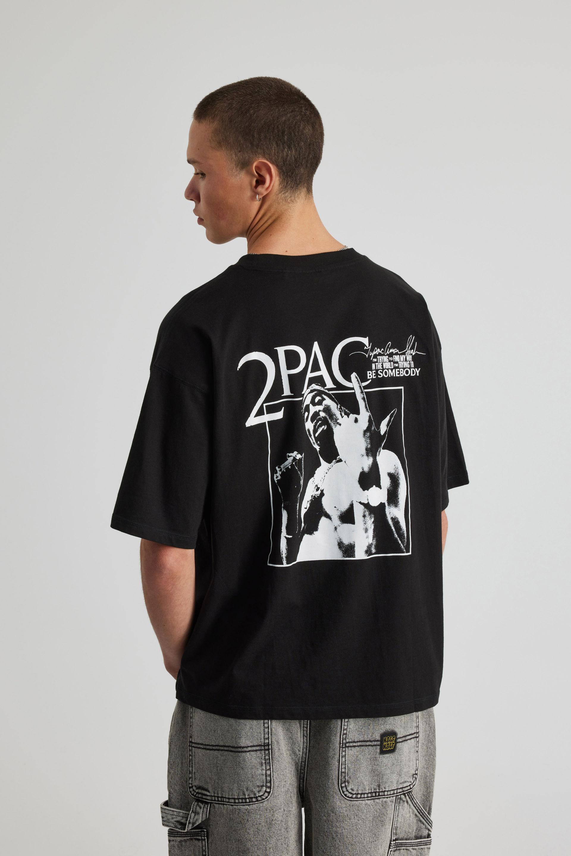 Box Fit Music Merch T Shirt - Lcn Bra Black/Tupac Be Somebody
