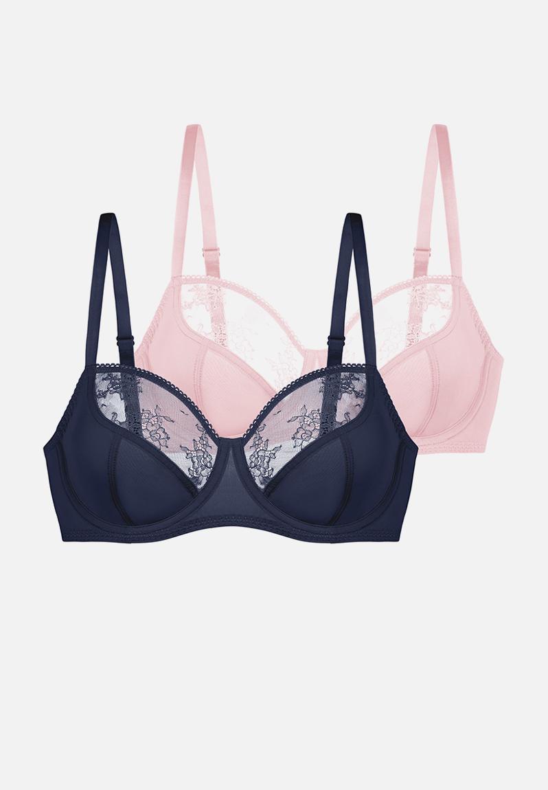 Talia 2 pack wired bra - blue/pink