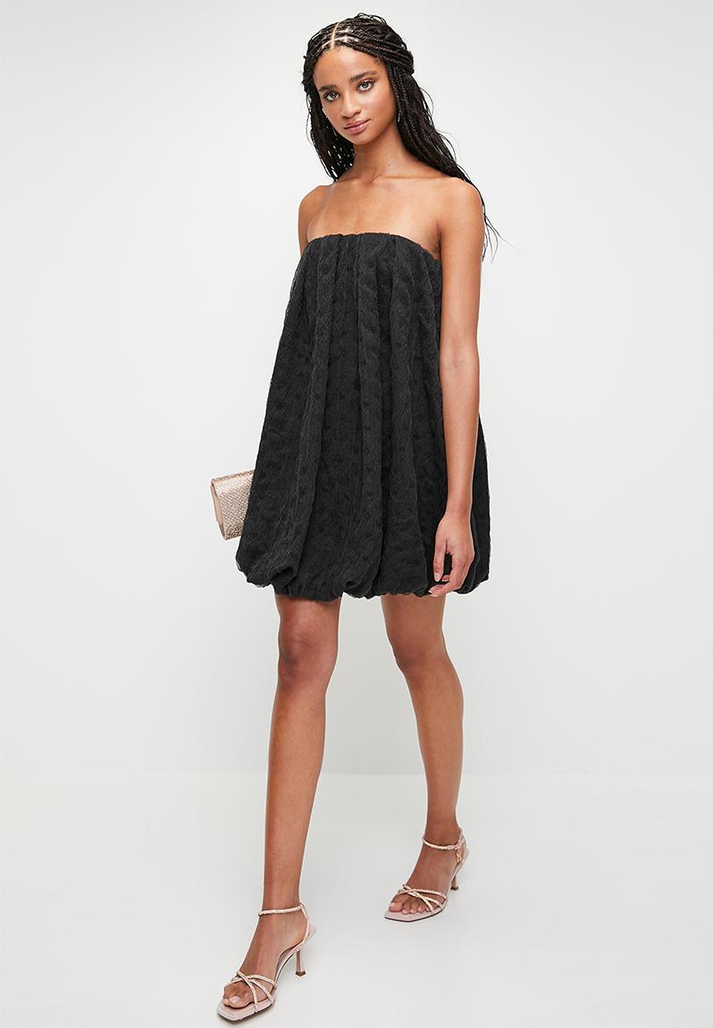Texture organza bubble mini trapeze - black