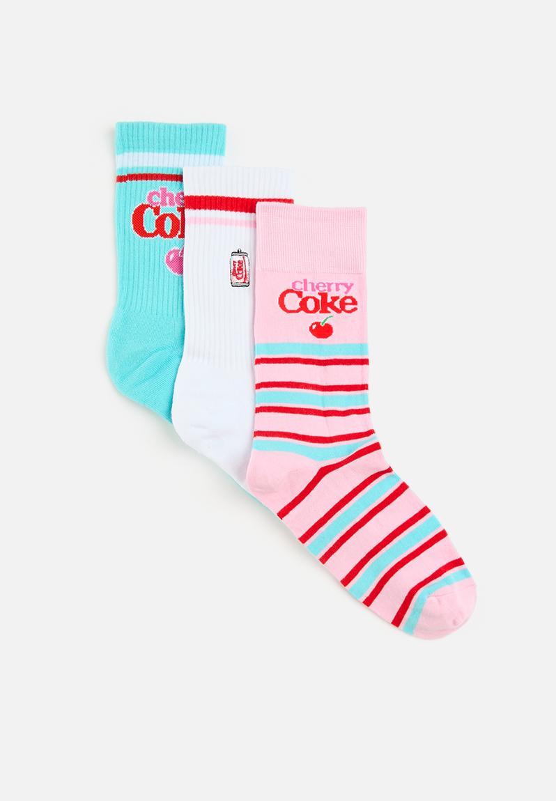 Cherry coke combo socks 3 pack gift can - multi