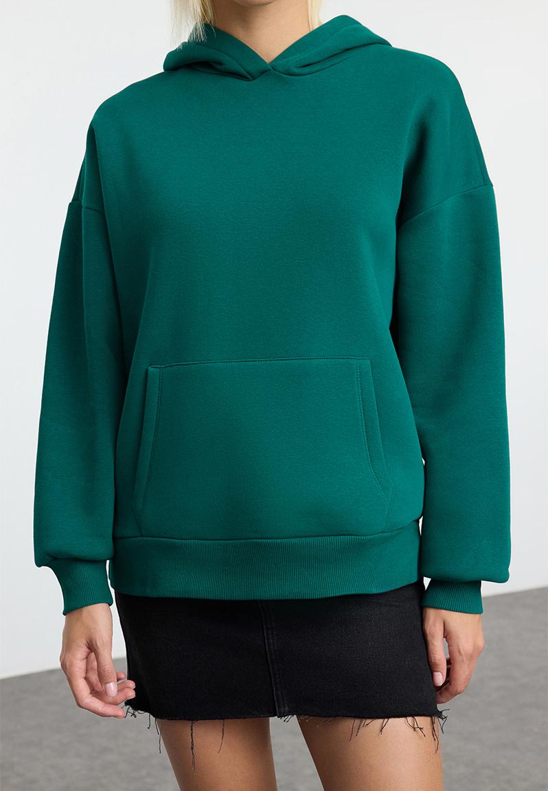 Emerald green slogan printed oversize fit sweatshirt