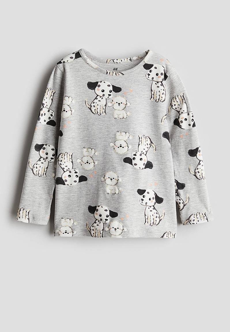 Printed jersey top - light grey marl/dogs - 0922700110 H&M Tops ...