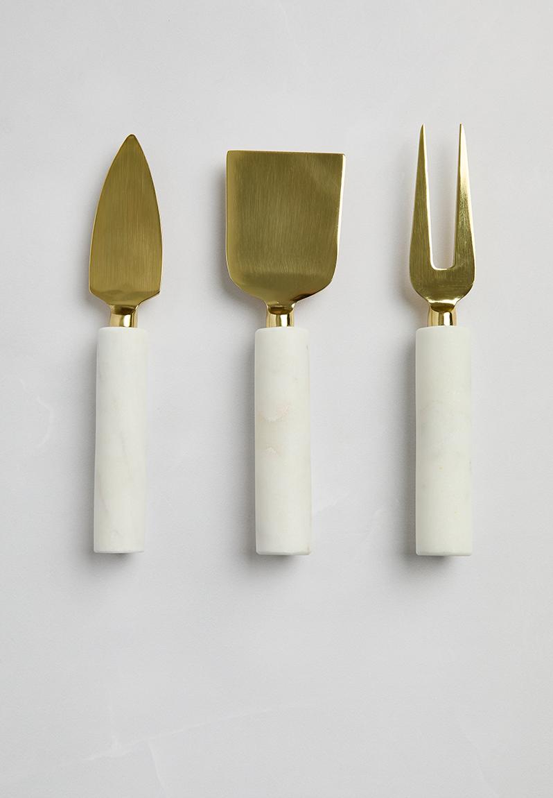Mabo marble cheese knives set of 3 - White