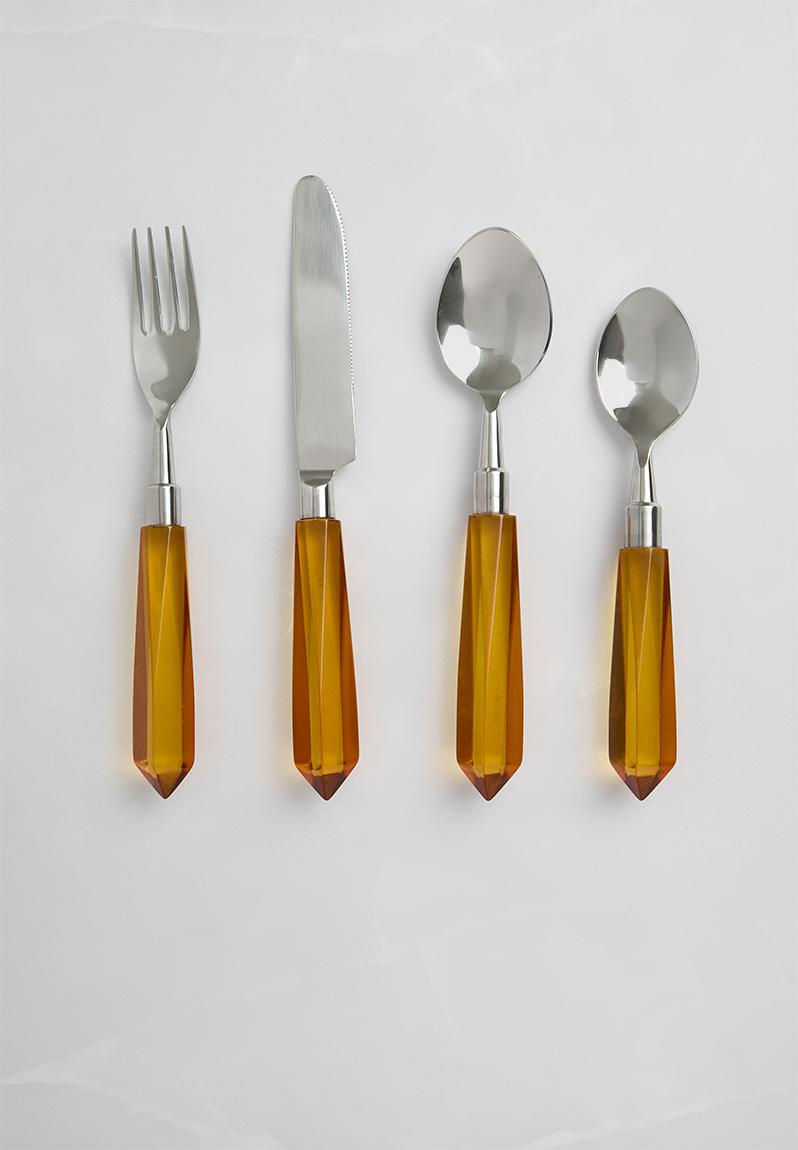 Resin cutlery set of 4 - Amber