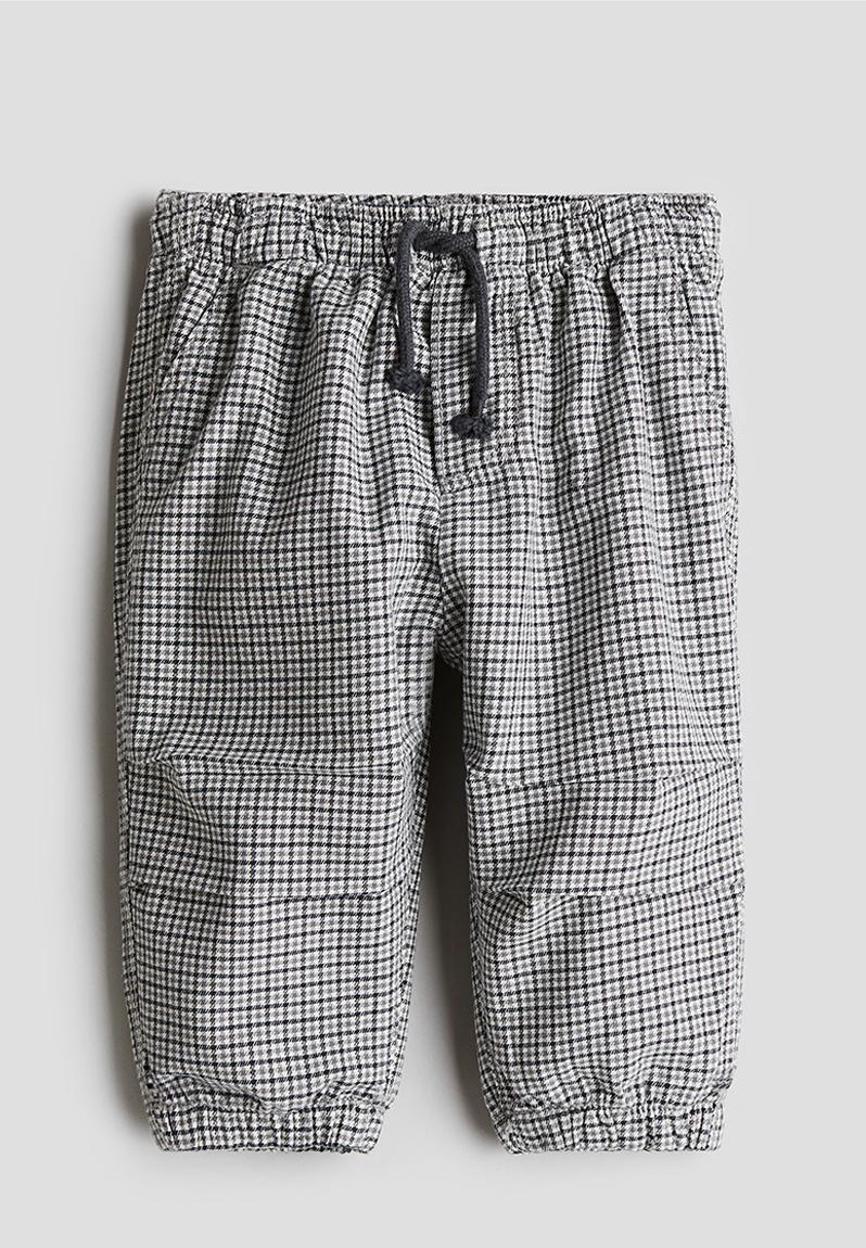 Cotton twill joggers - grey/checked - 1238364003