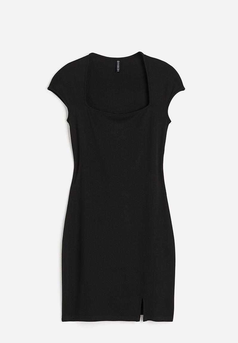 Cap-sleeved bodycon dress - black - 1205804001