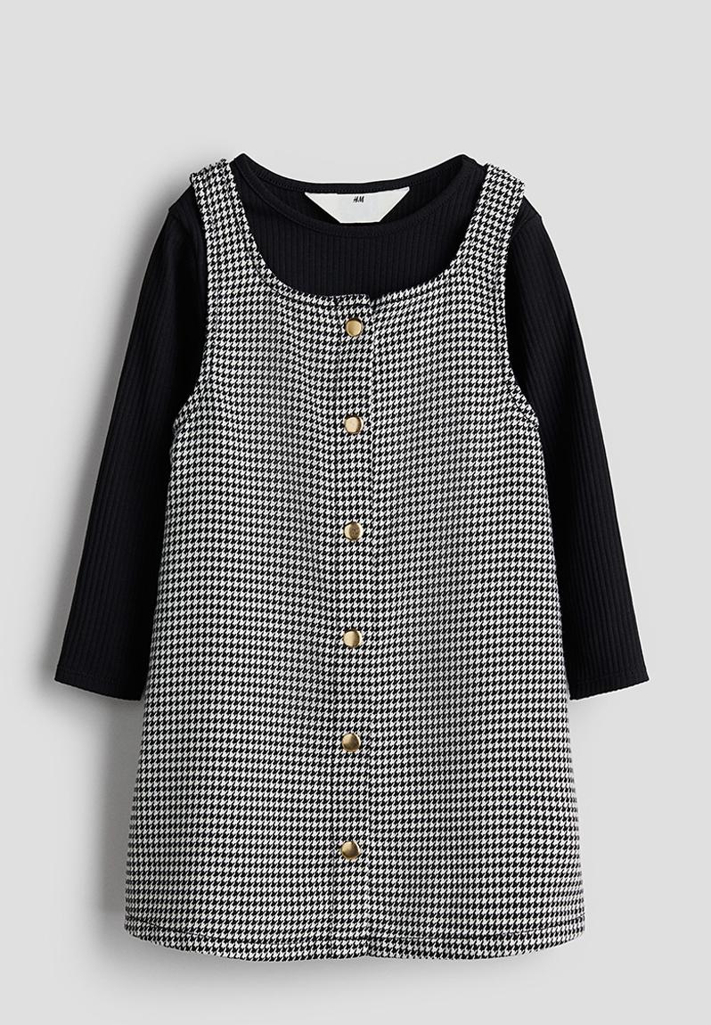 2-piece dress and top set - black/dogtooth-patterned - 1235012003