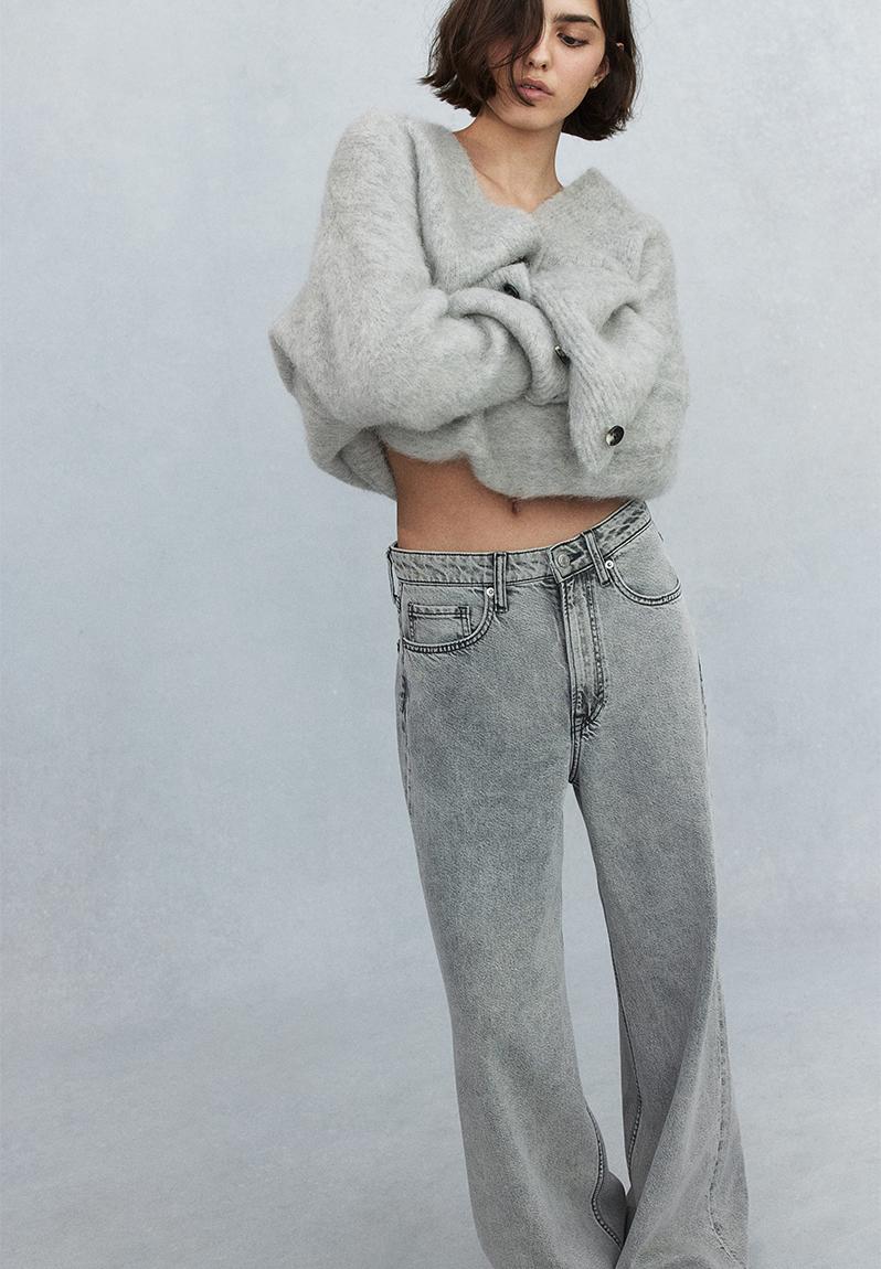 Feather soft super wide ultra high jeans - dusty grey - 1252687002