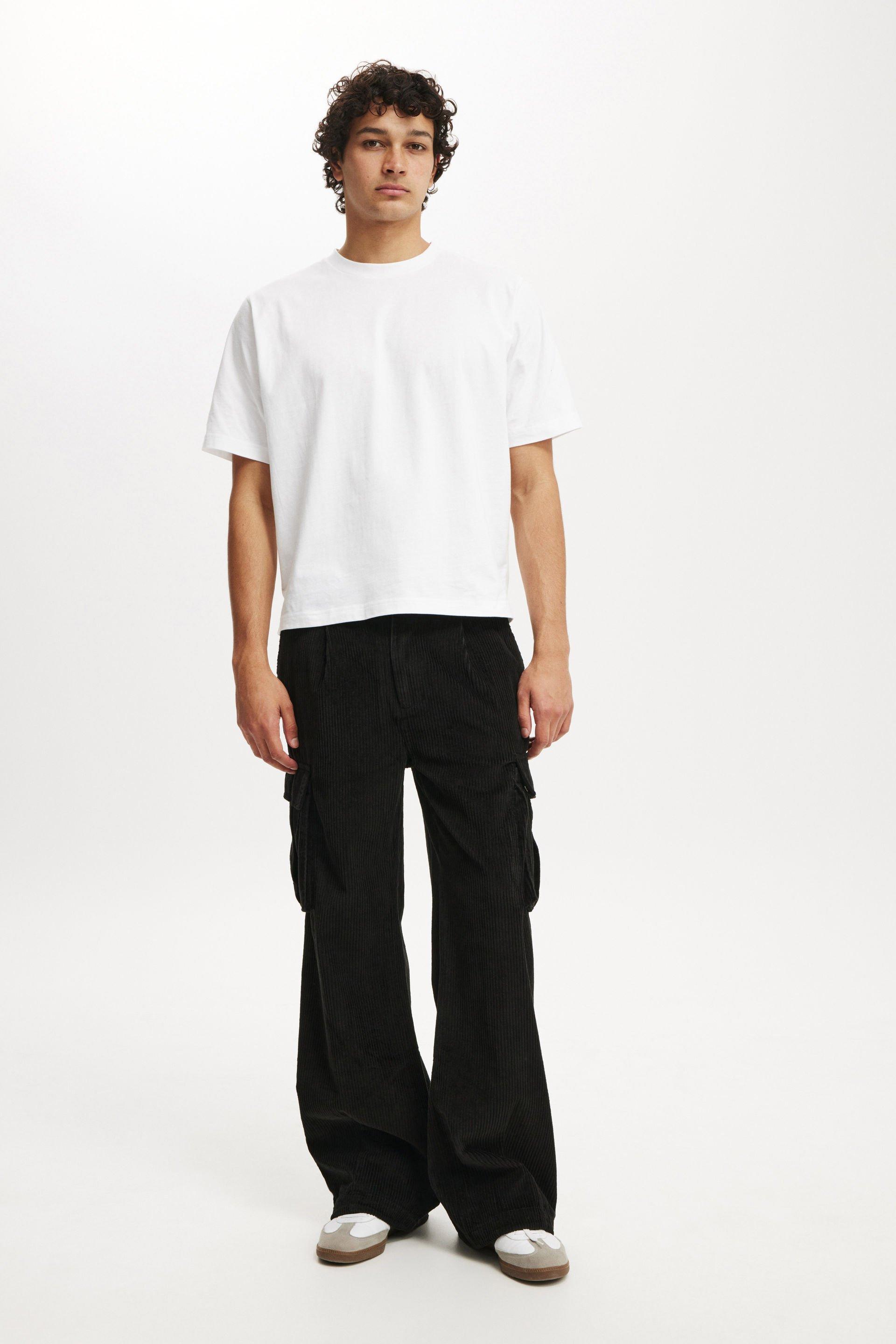Baggy pleat cargo pant - black cord