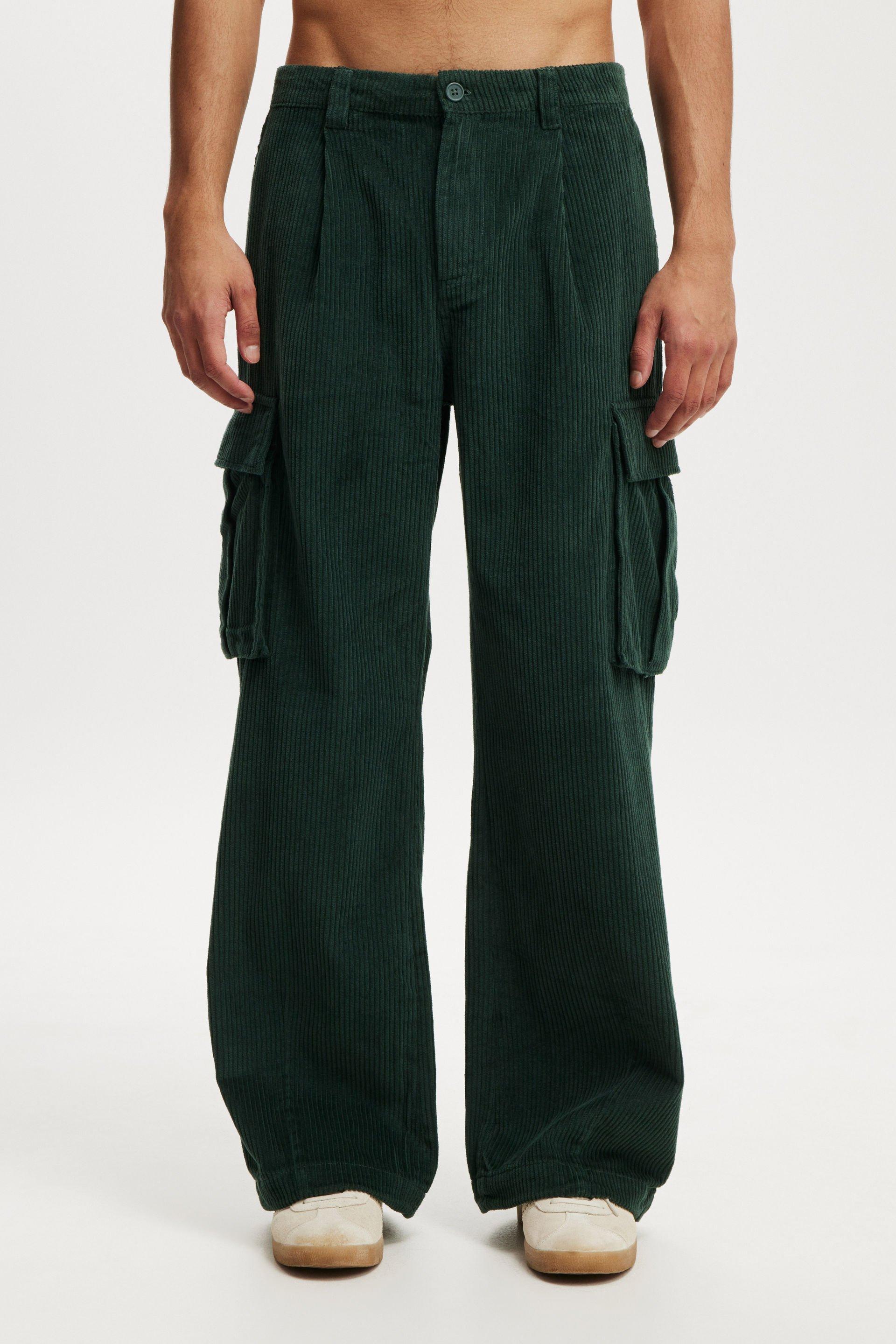 Baggy pleat cargo pant - trekking green cord