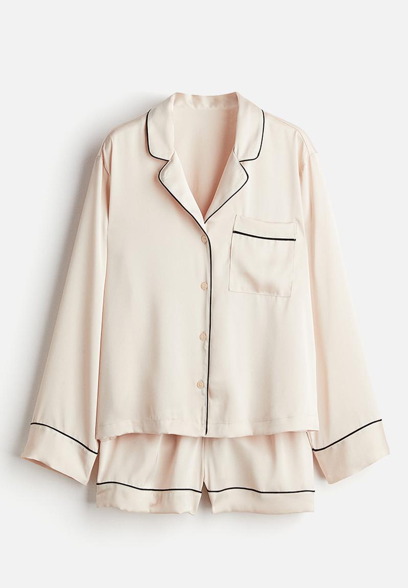 Satin pyjamas - light beige - 1248325002