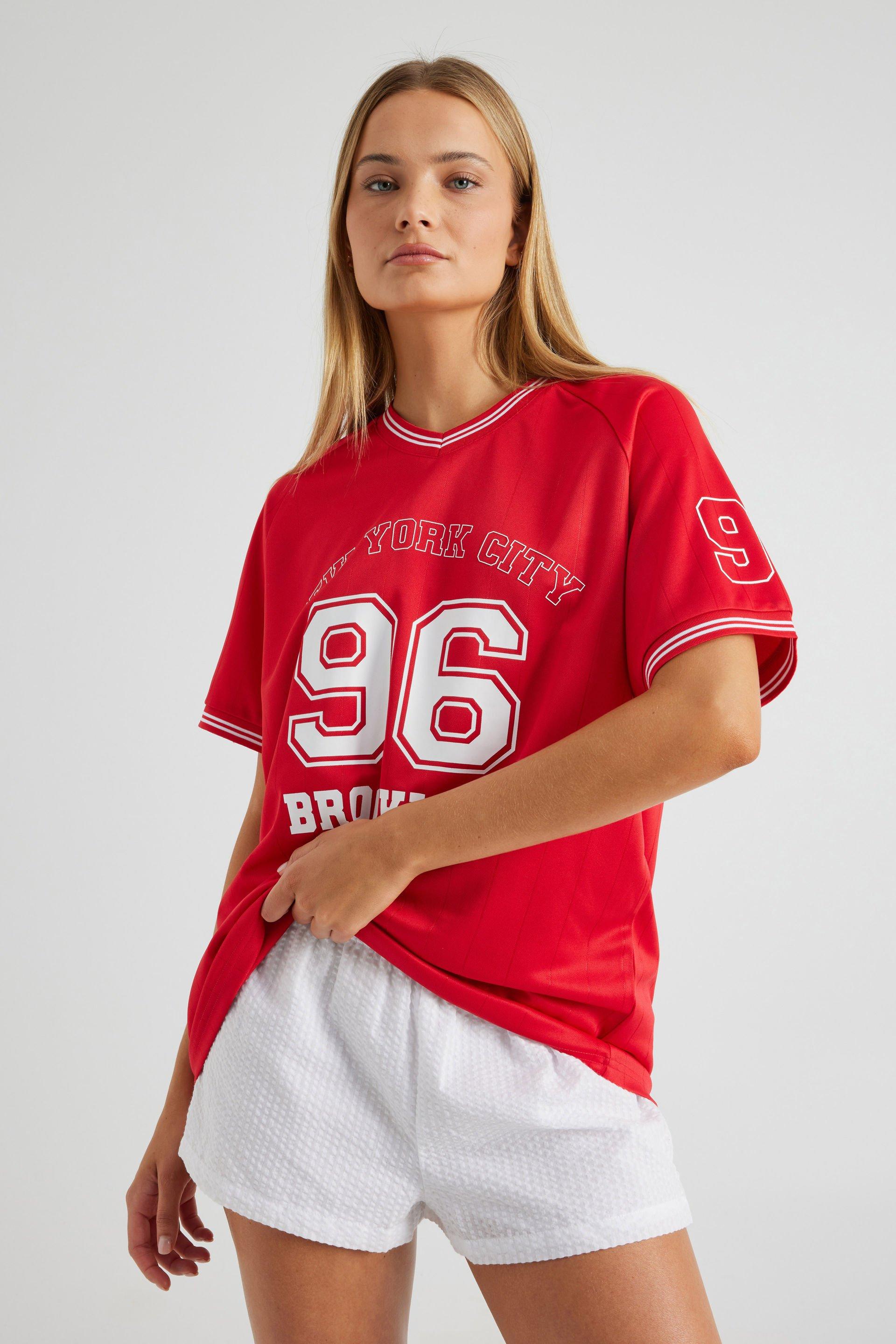 V Neck Sports Jersey - Post Box Red/Nyc