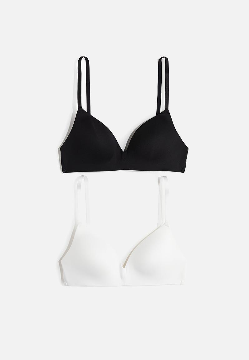 2-Pack microfibre non-wired bras - black/white - 1182043006