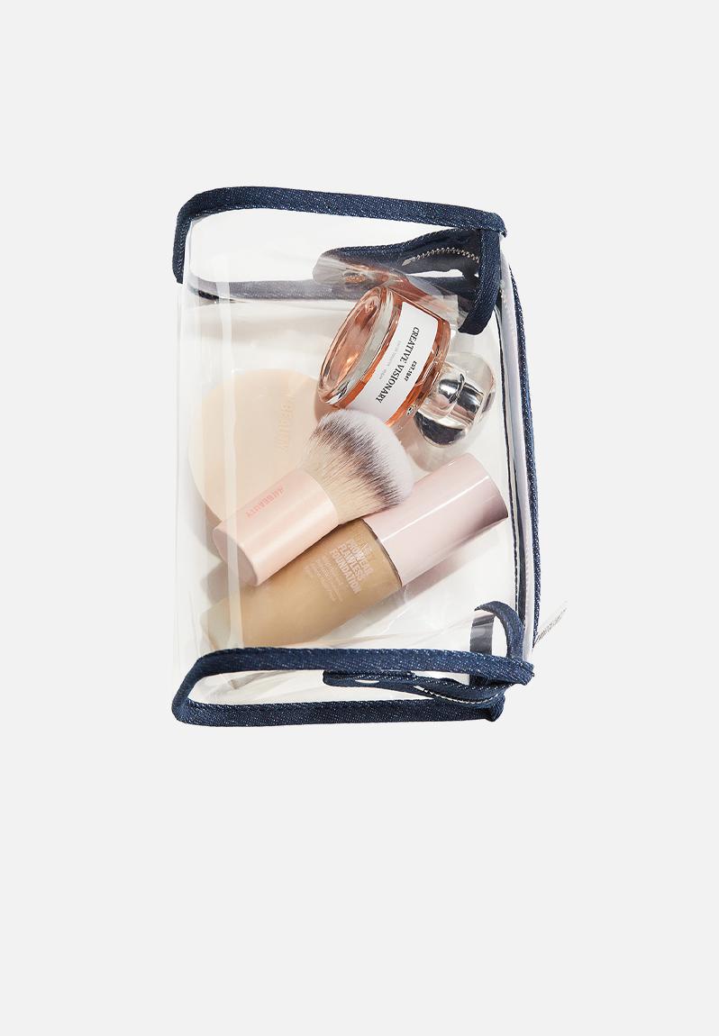 Transparent make-up bag - transparent/dark denim blue - 1155432008