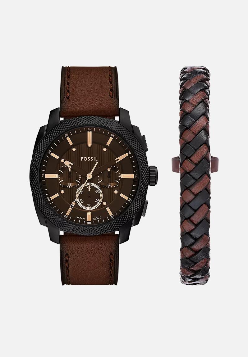 Fossil men's machine chronograph, black stainless steel watch and ...