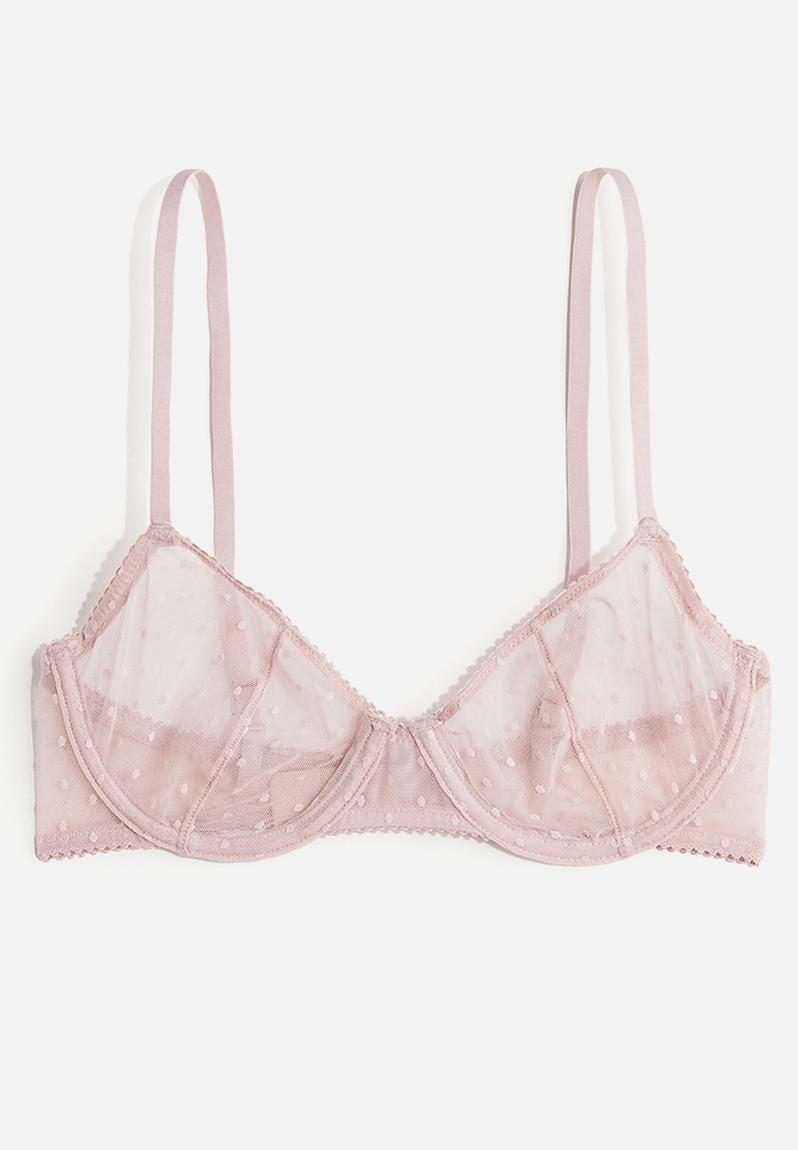 Underwired mesh bra - light pink/spotted - 1244811003