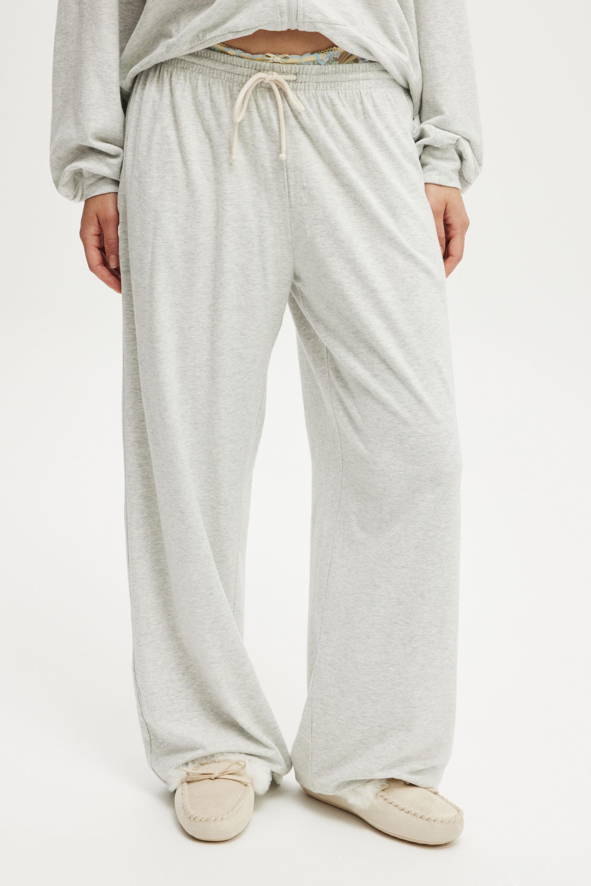 Light Weight Super Soft Wide Leg Pant - Light Grey Marle