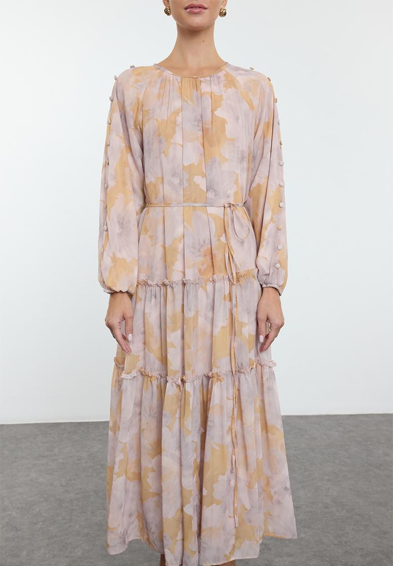 Chiffon Woven Floral Pattern - Mustard