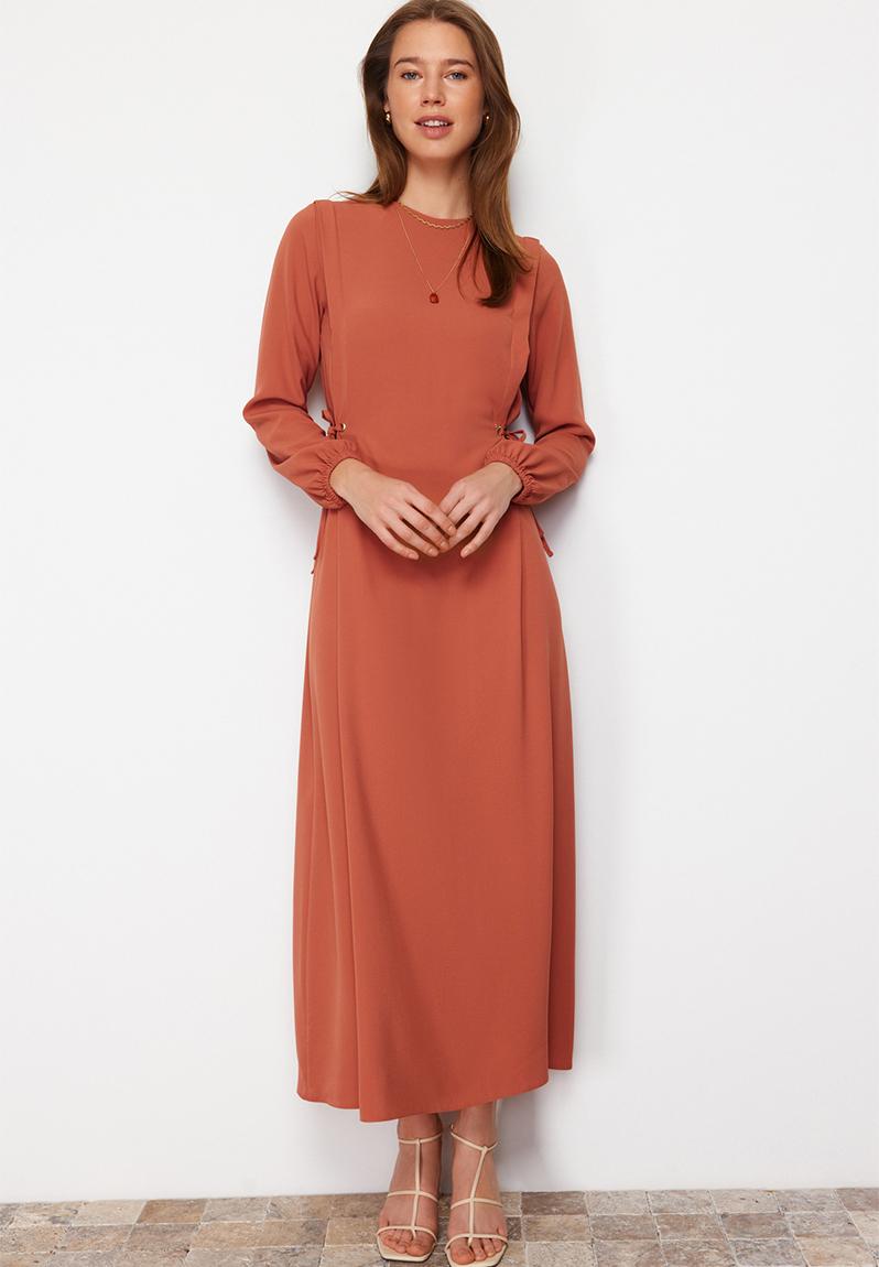 Tile Waist Tie Detailed Elastic At The End Of The Sleeve Aerobin Woven