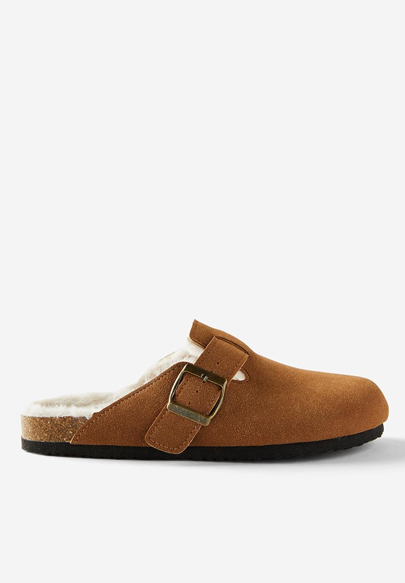 Rex buckle mule - desert tan cosy