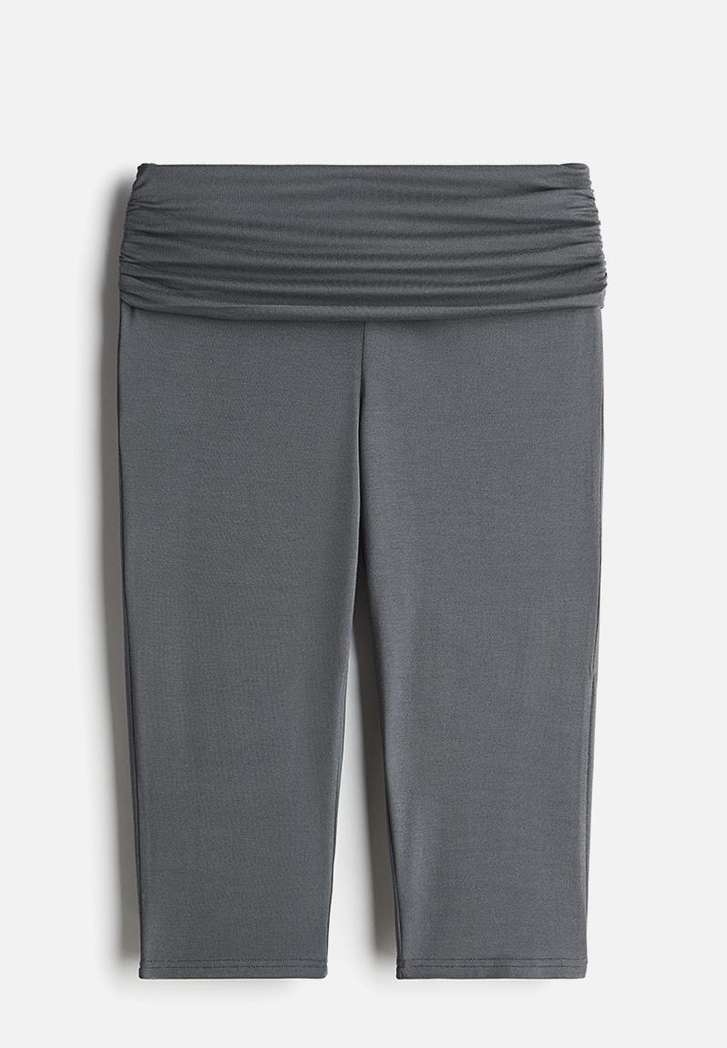 Foldover-waist capri leggings - dark grey - 1250591002