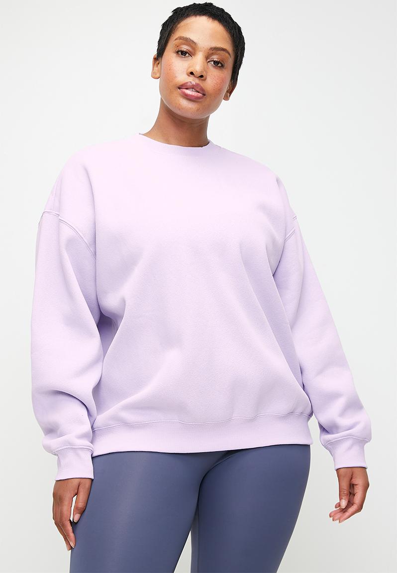 Plus Plush Crew Sweatshirt - Pastel Lilac Cotton On Plus Size ...