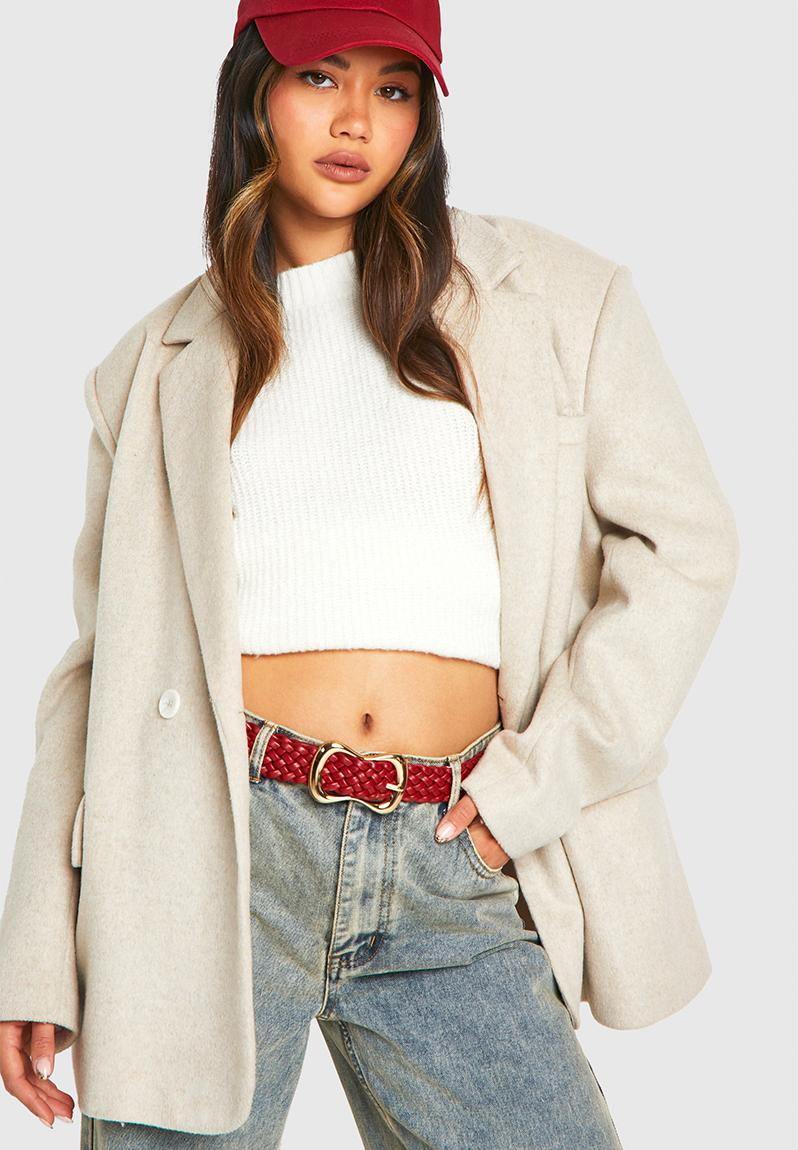 Cherry Red Woven Belt - cherry