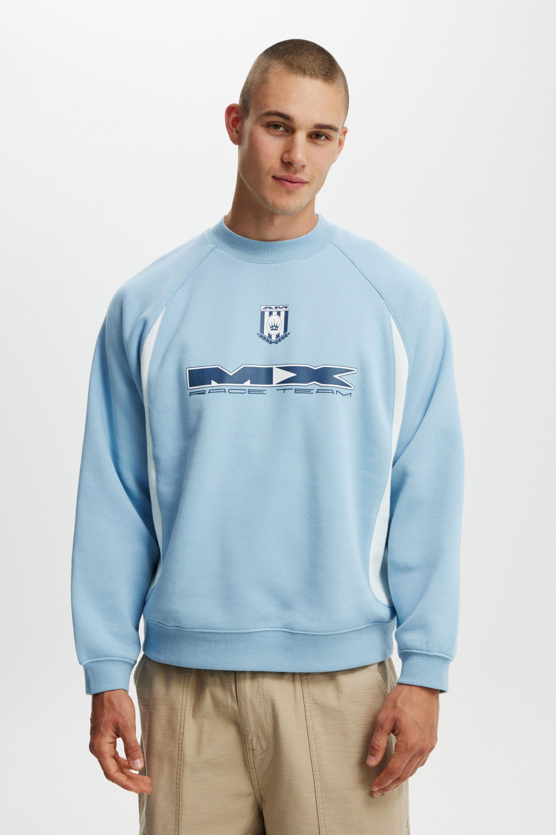 Box Fit Graphic Crew Sweater - Pearl Blue / Ice Melt / 49Crc