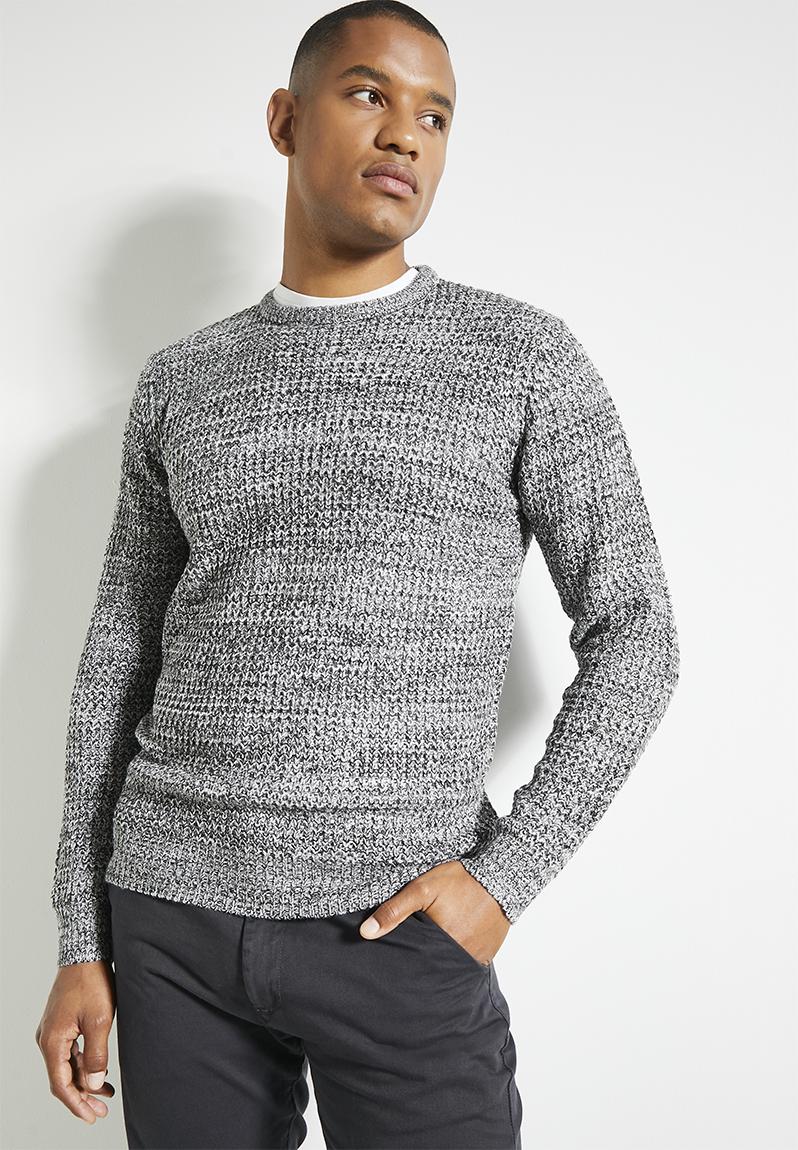Knitwear - Jet Black/Silver Grey Marl/Ecru Twist Brave Soul Knitwear ...