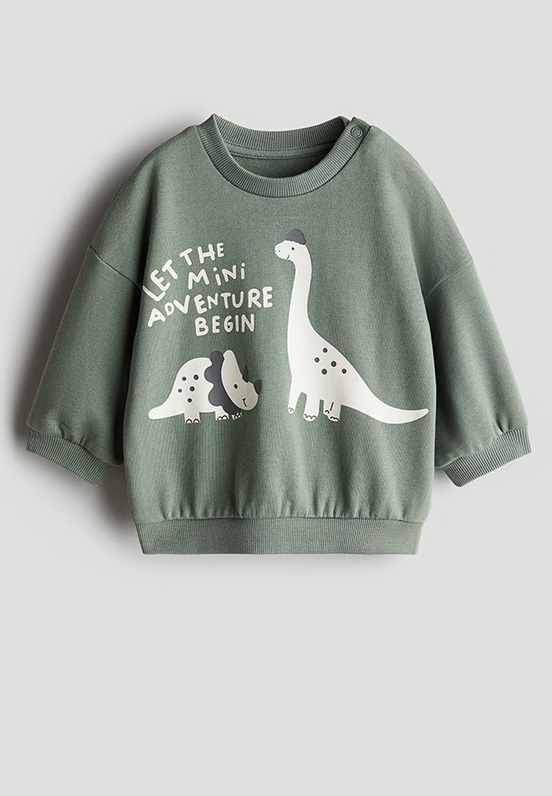 Printed sweatshirt - khaki green/dinosaurs - 1246287002