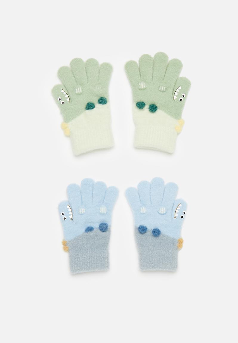 2 pack hand gloves set-blue & green