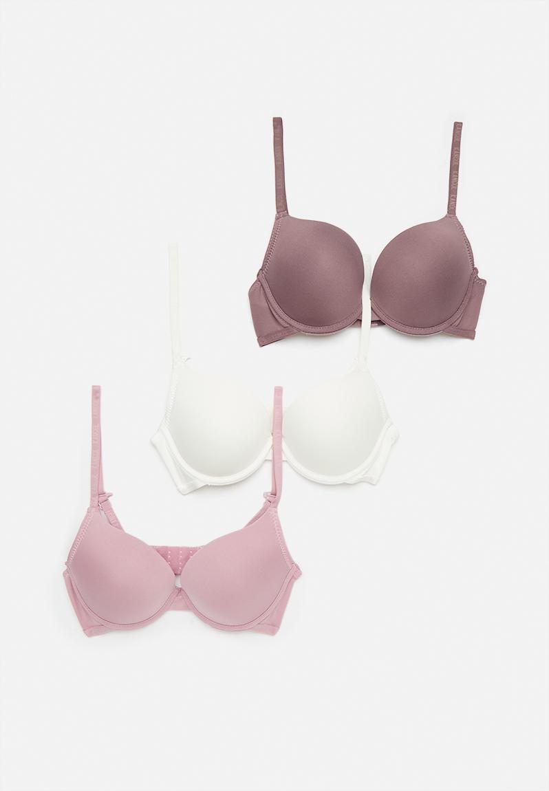 3 Pack tshirt bra - pink/mocca/off white