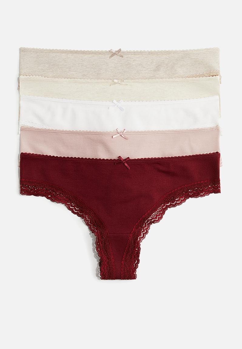 5-pack brazilian briefs - dark red/powder pink/white - 0990702037